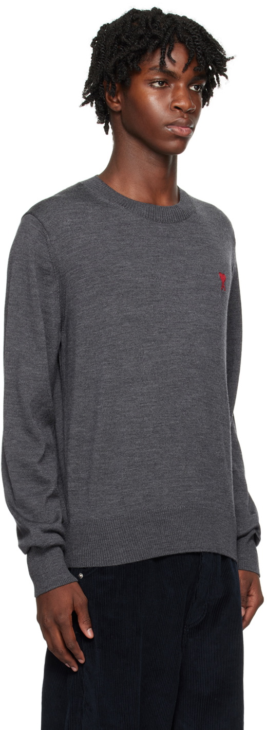 AMI Paris Gray Ami De Cœur Sweater AMI
