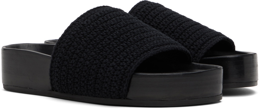 CO Black Crochet Slides CO