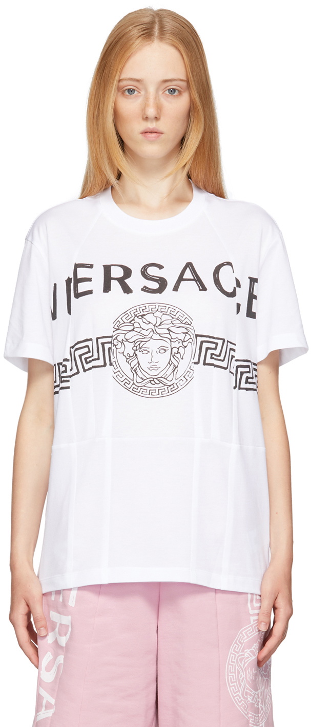 Versace White Cutwork Medusa Logo T-Shirt Versace