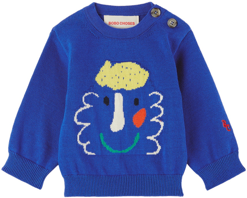 Bobo Choses Baby Blue Happy Mask Sweater Bobo Choses
