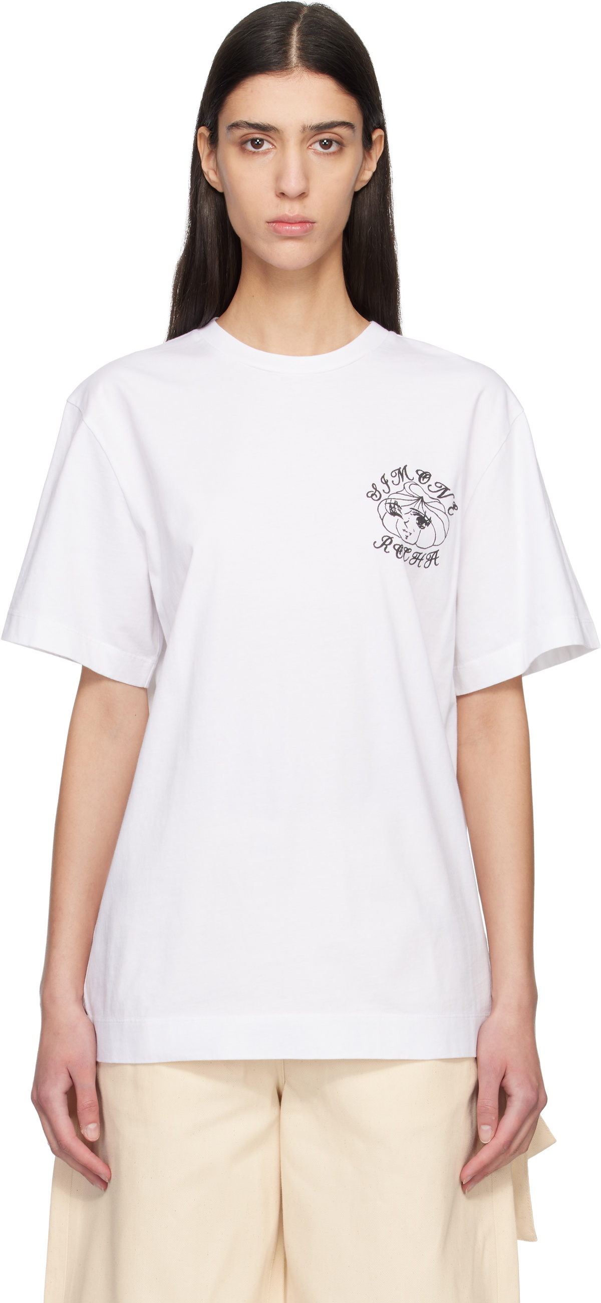 Simone Rocha White Dim Sum Logo Print T-shirt Simone Rocha
