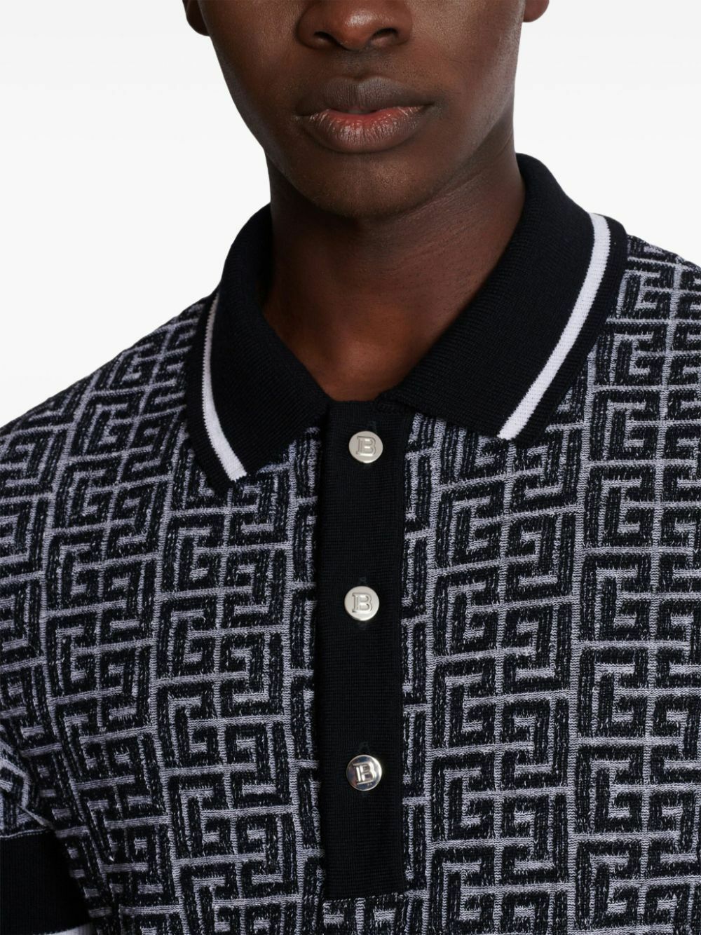Balmain Labyrinth-Intarsia Polo Shirt Balmain