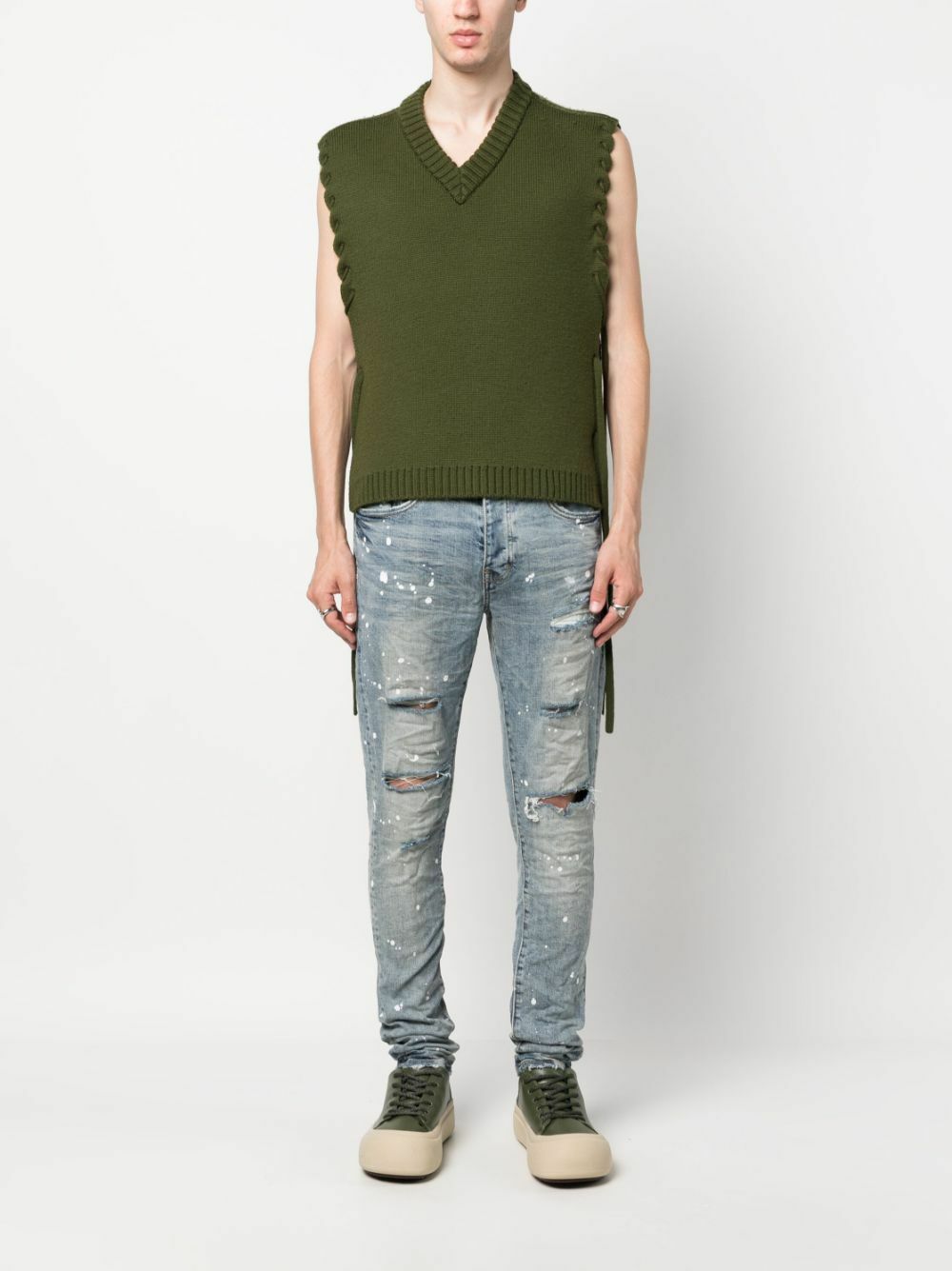 Purple Brand Blue Splashed Ripped Jeans Purple Brand