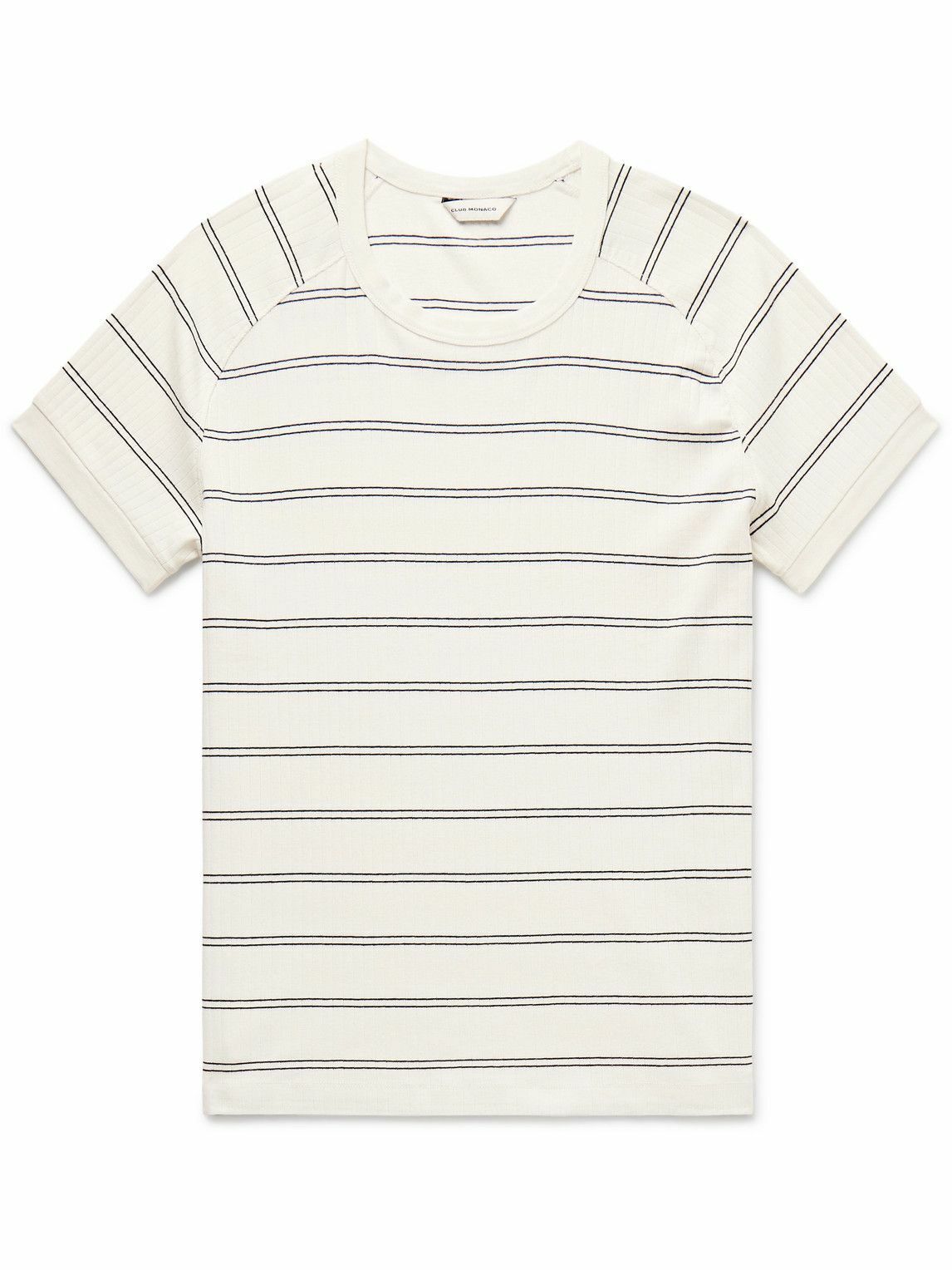 Club Monaco - Refined Striped Ribbed Cotton-Blend T-Shirt - White Club ...