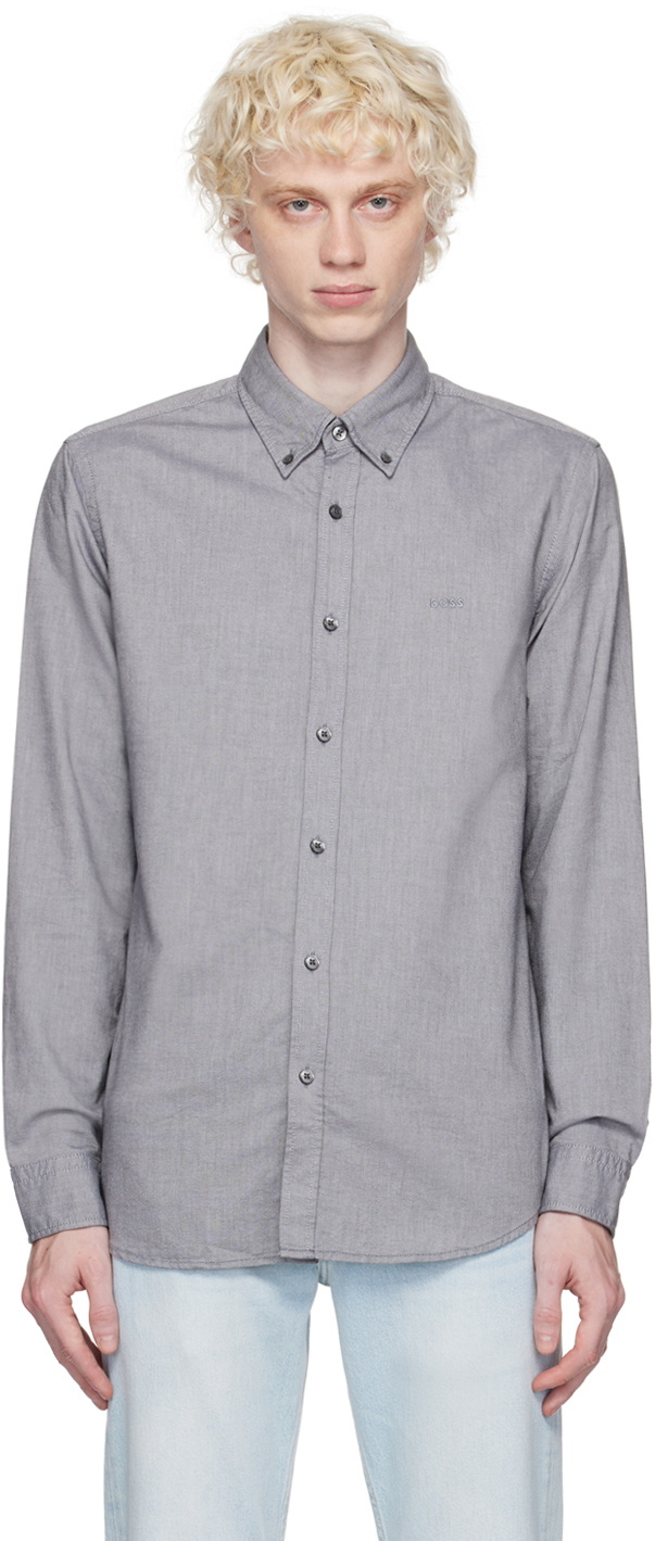BOSS Gray Embroidered Shirt BOSS