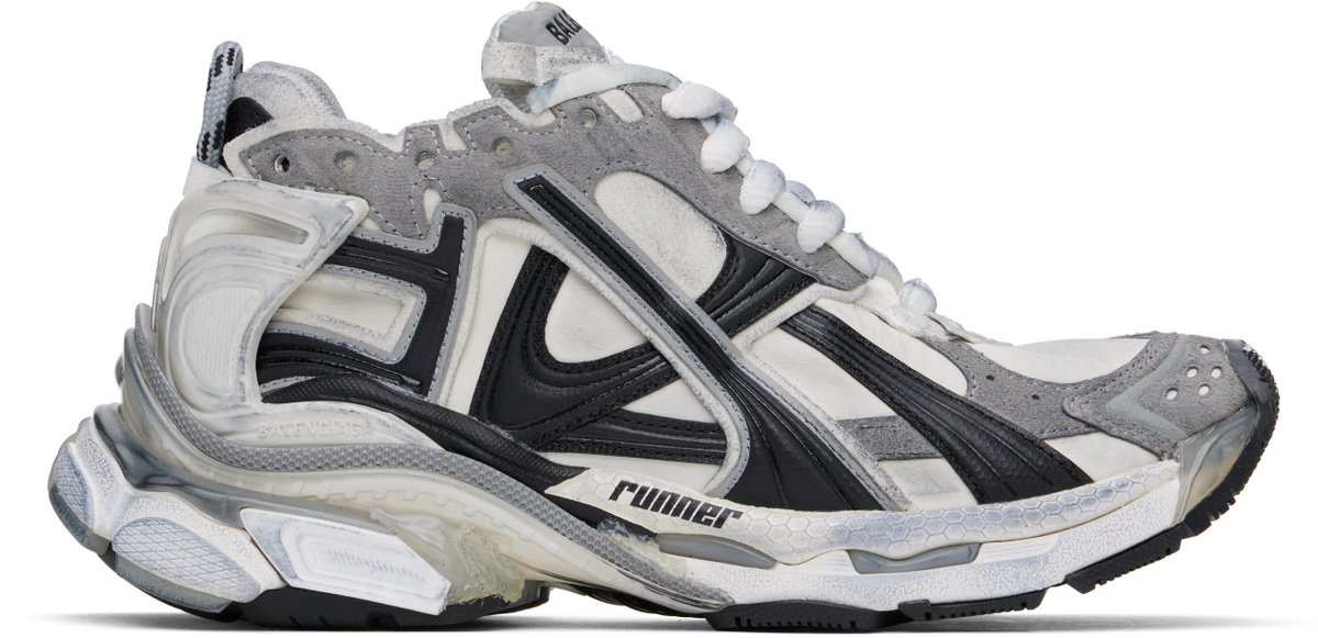 Balenciaga Gray & White Runner Sneakers Balenciaga