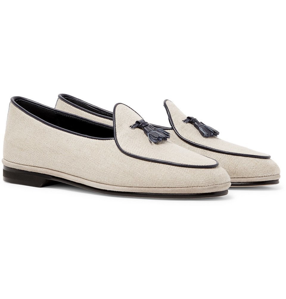 Rubinacci - Marphy Leather-Trimmed Herringbone Wool Tasselled Loafers ...