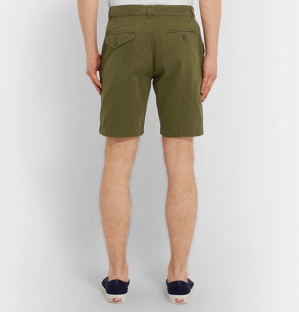 Universal Works - Slim-Fit Garment-Dyed Cotton-Canvas Shorts - Army ...