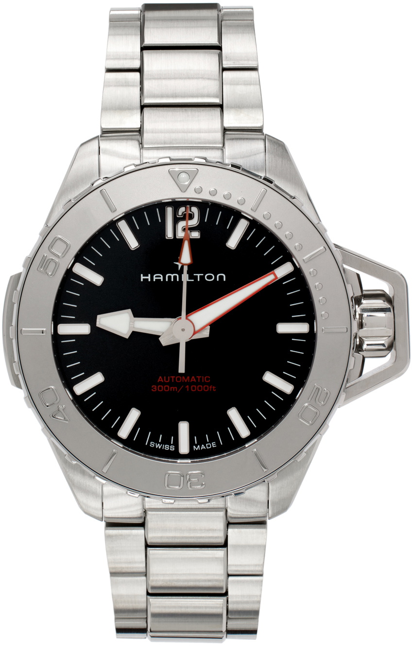 Hamilton Silver Khaki Navy Frogman Auto Watch Hamilton