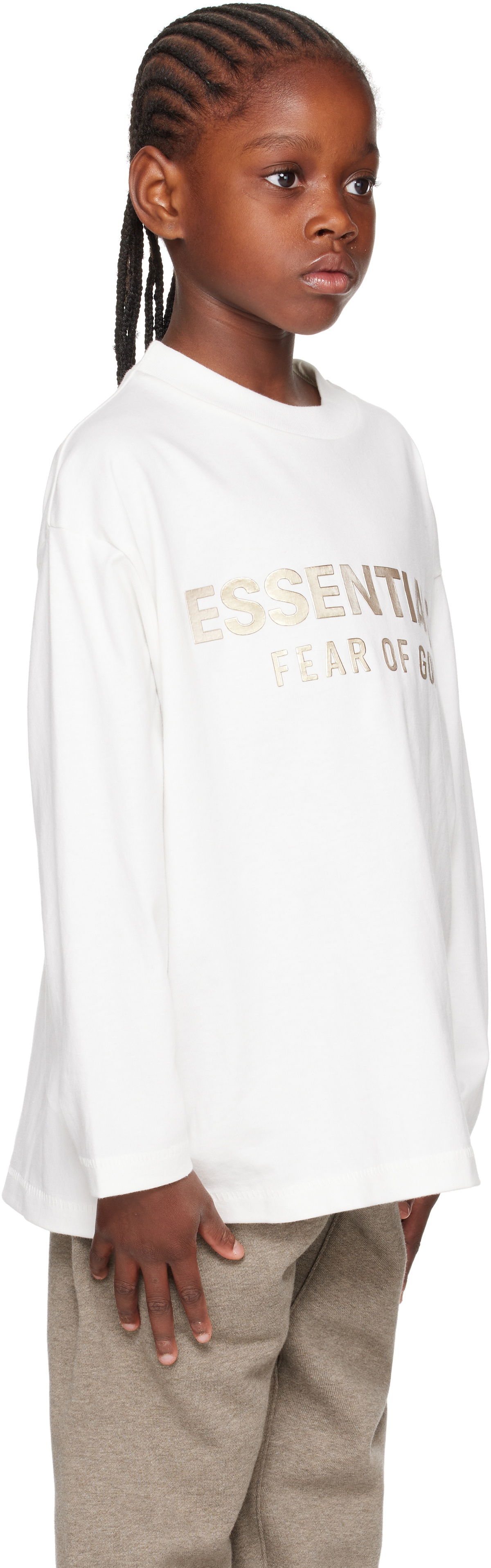 Fear of God ESSENTIALS Kids White Classic Long Sleeve T-shirt Fear Of ...