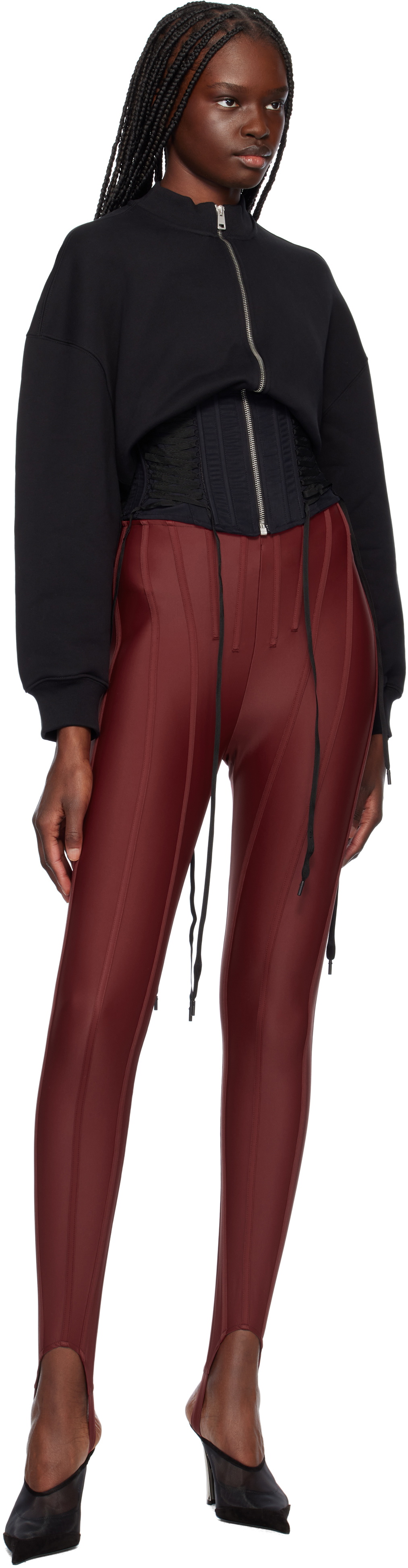Mugler Black Laced Corset Track Jacket Mugler