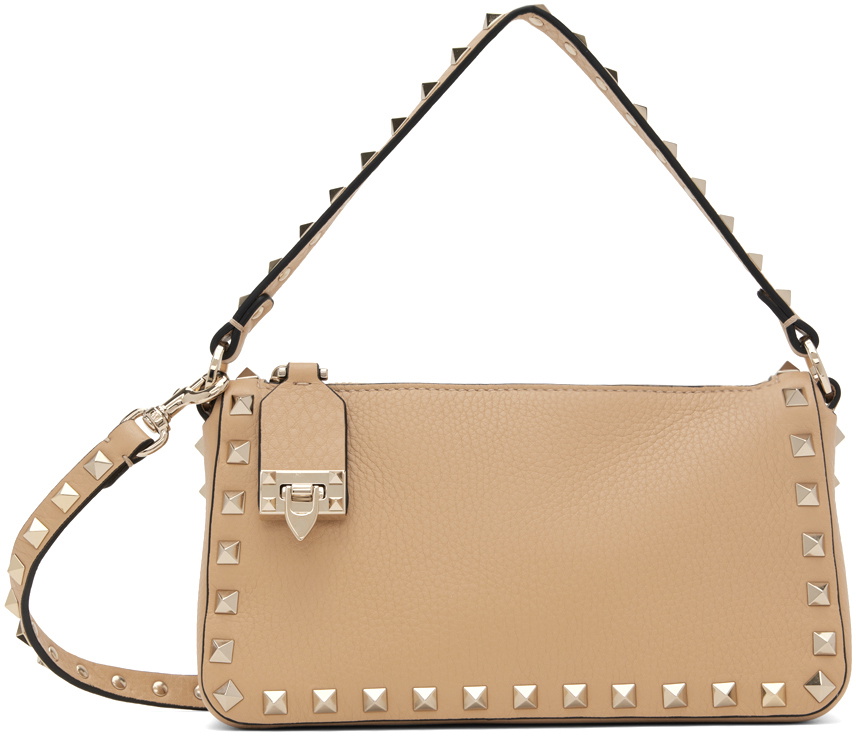 Valentino Garavani Beige Small Rockstud Grainy Calfskin Bag Valentino ...