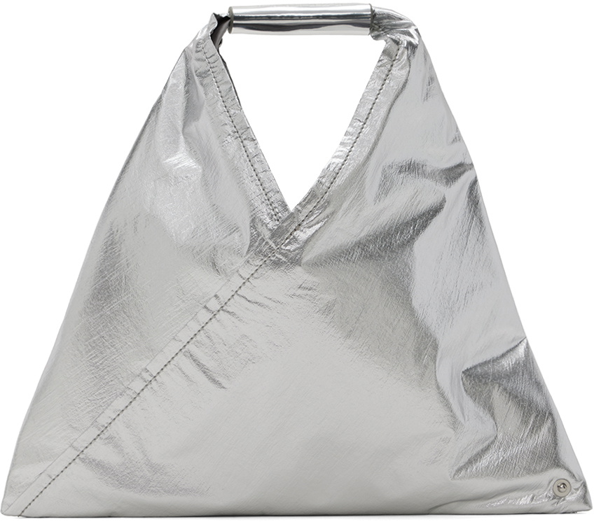 MM6 Maison Margiela Silver Mini Classic Triangle Tote MM6 Maison Margiela