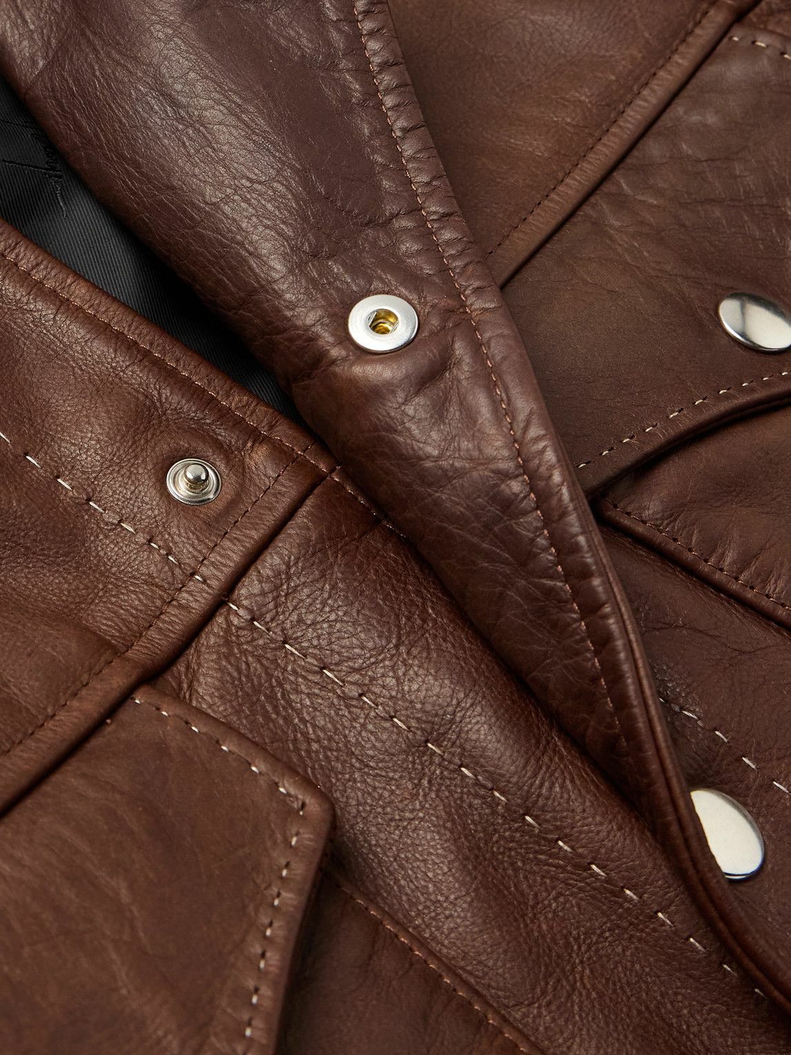 SECOND / LAYER - Leather Trucker Jacket - Brown Second/Layer