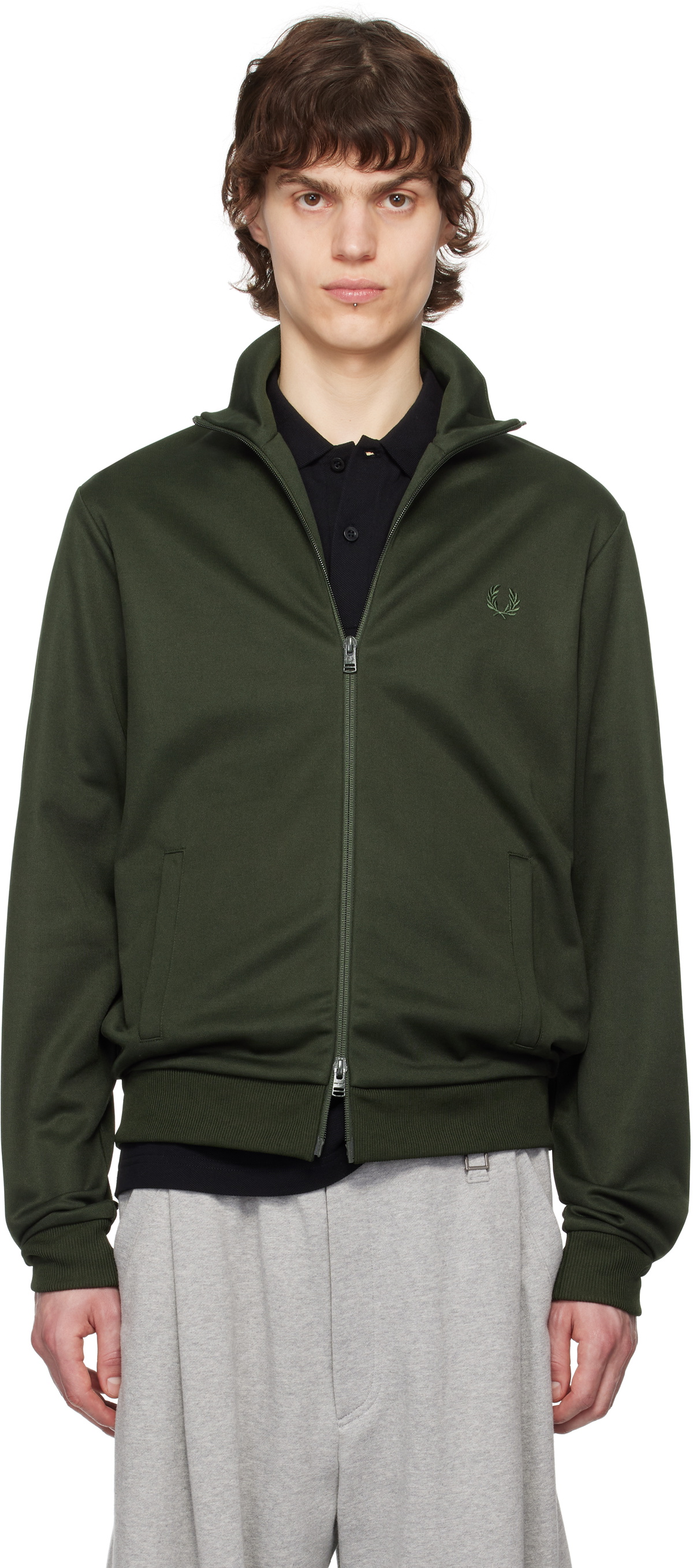 Fred Perry Green Tricot Track Jacket Fred Perry