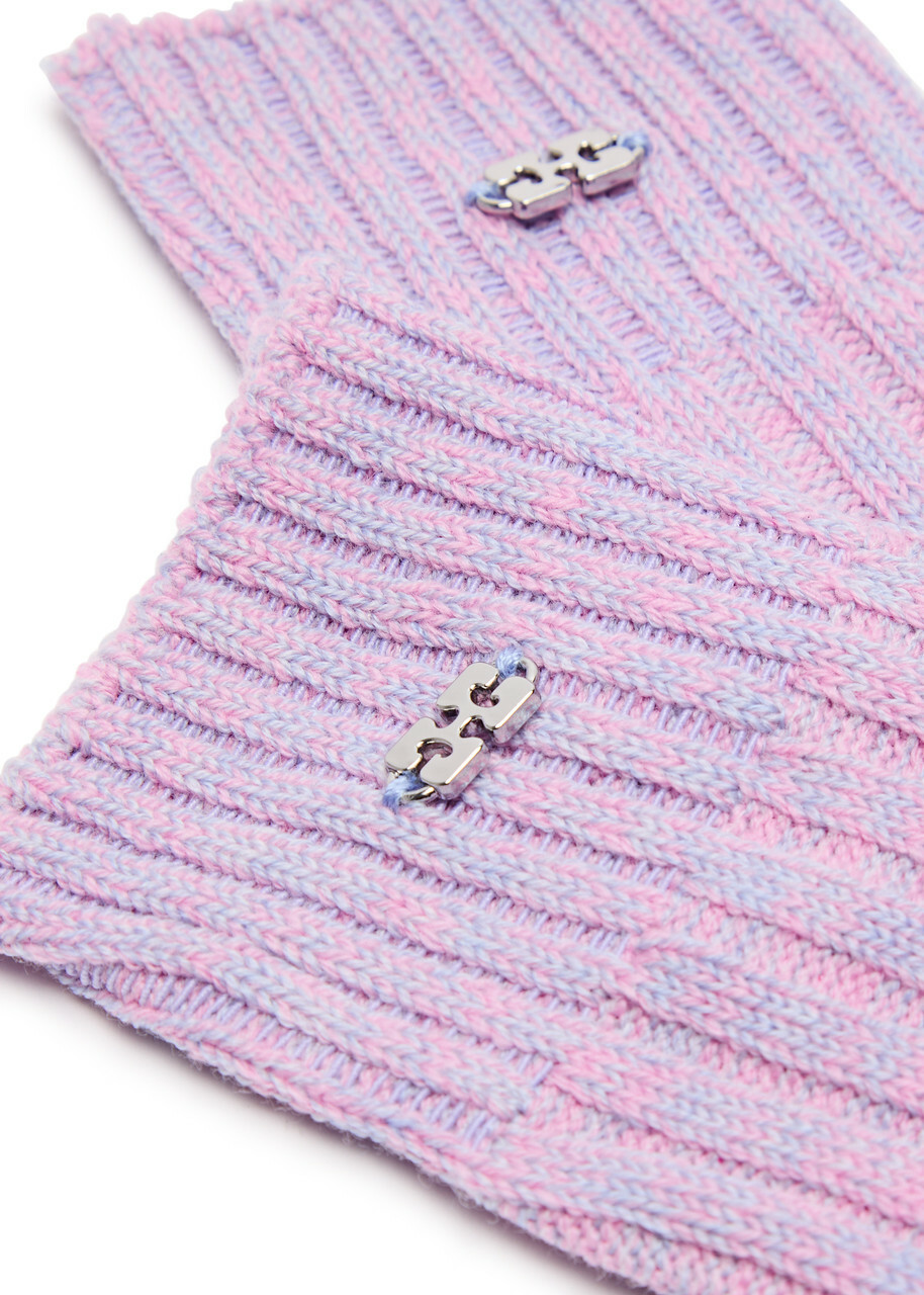 Ganni Logo Wool and Cashmere-blend Socks Lilac GANNI