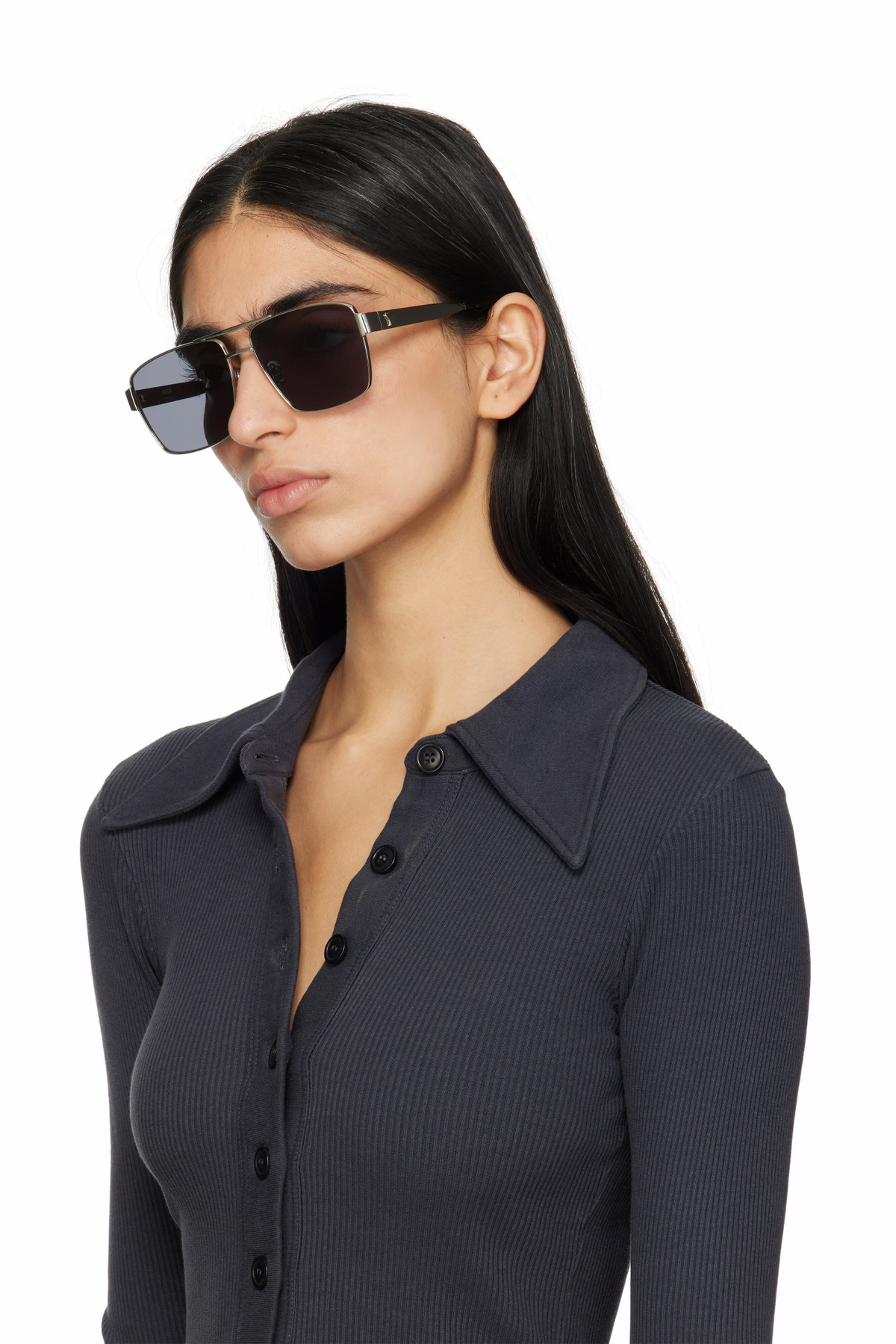 AMI Paris Silver Stainless Steel 75007 Sunglasses AMI