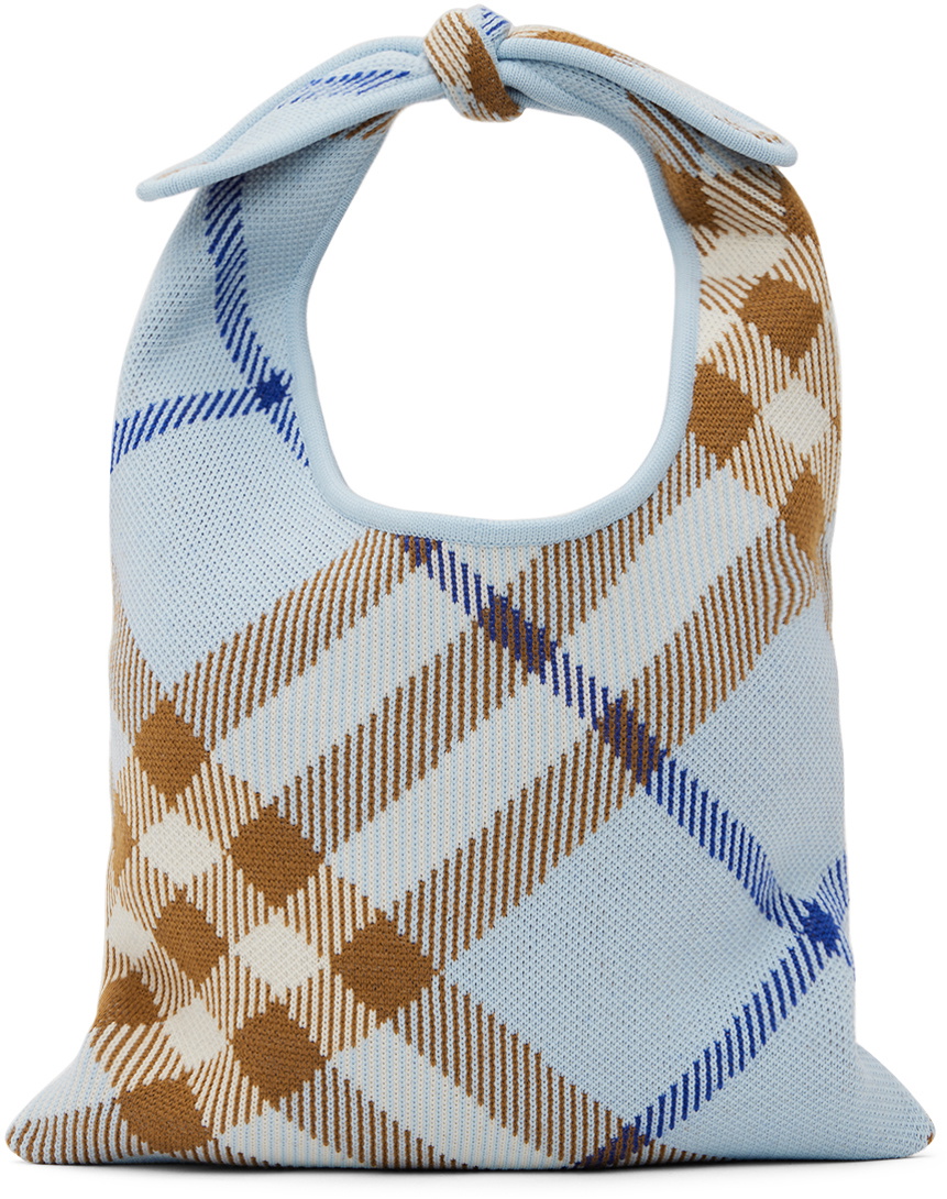 Burberry Blue Small Knit Check Bag Burberry