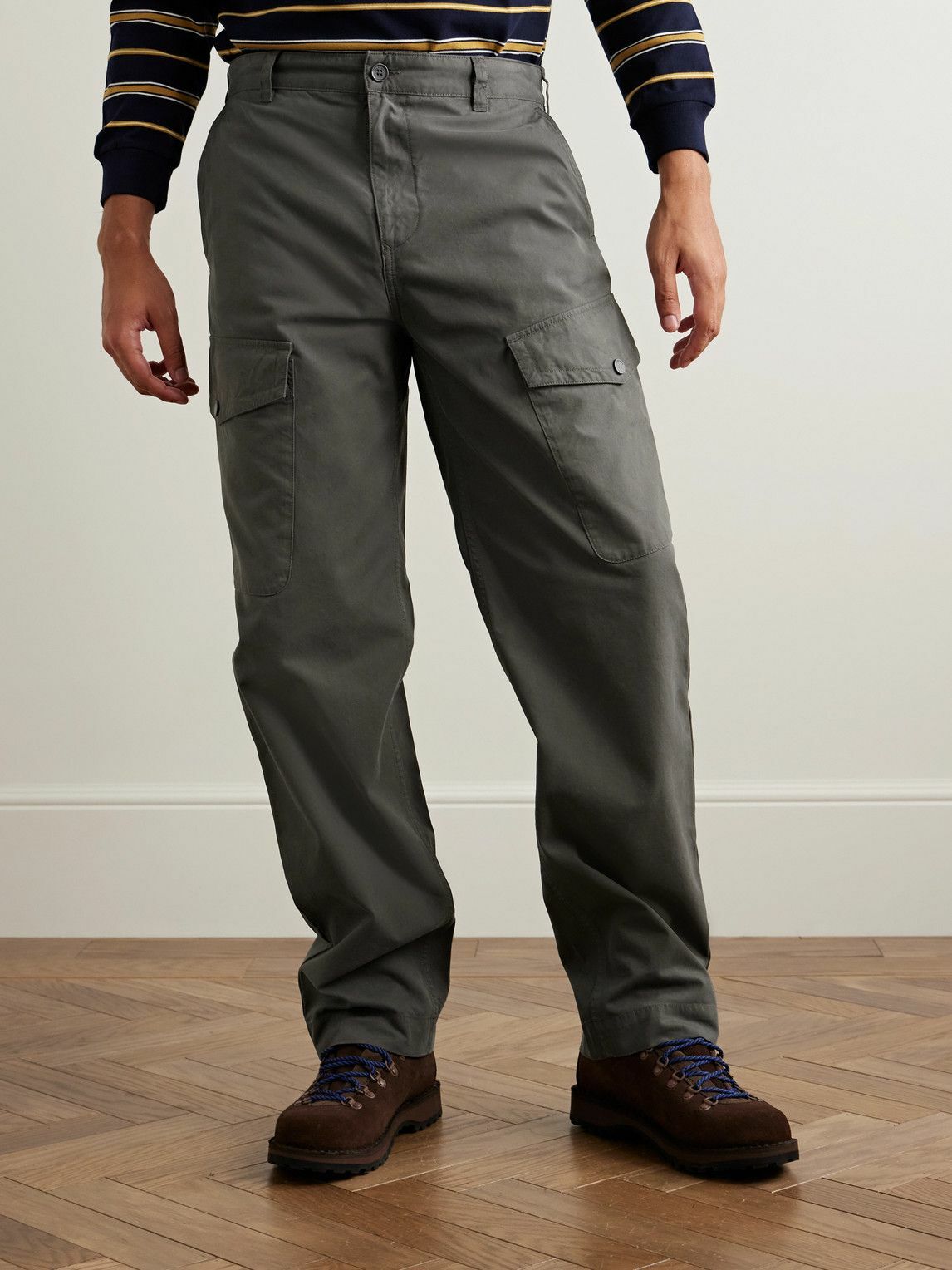 Belstaff - Dispatch Straight-Leg Garment-Dyed Cotton Cargo Trousers ...