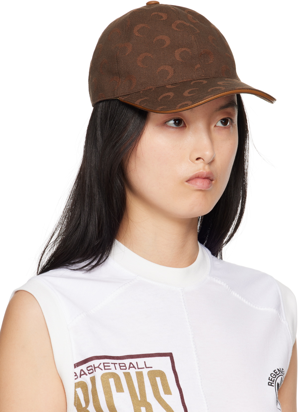 Marine Serre Brown Moon Jacquard Twill Baseball Cap Marine Serre