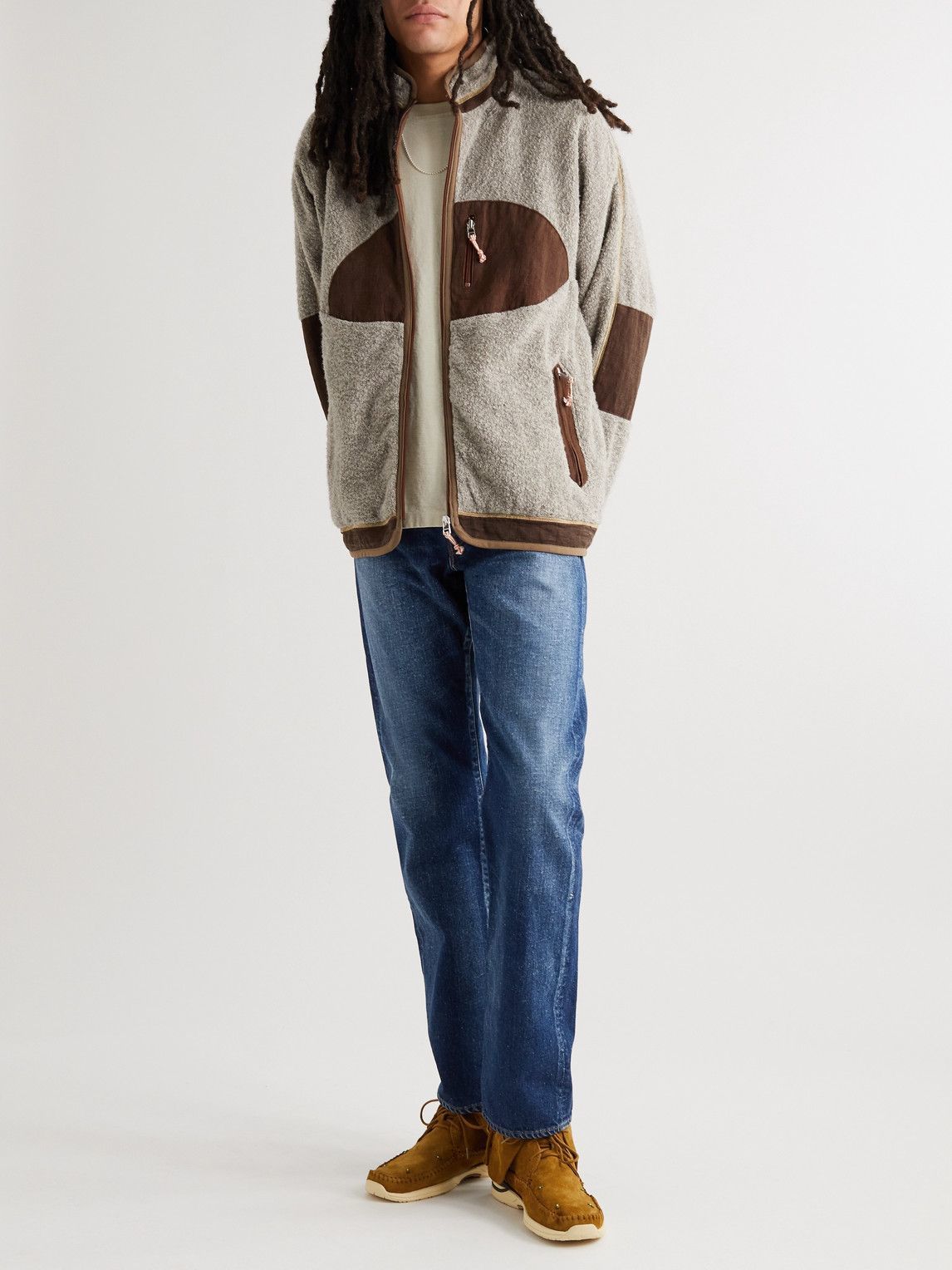 COTTLE - Twill-Panelled Supima Cotton and Yak-Blend Fleece Jacket ...