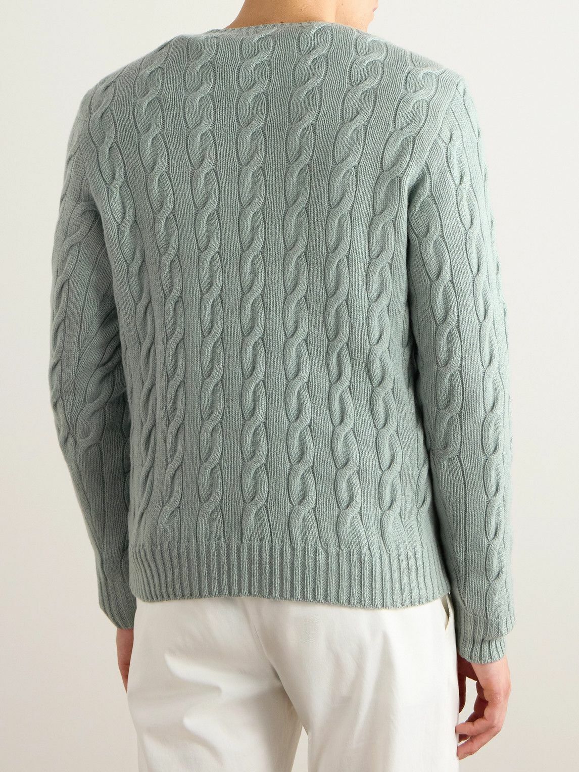 Ralph Lauren Purple label - Slim-Fit Cable-Knit Cashmere Sweater - Blue ...