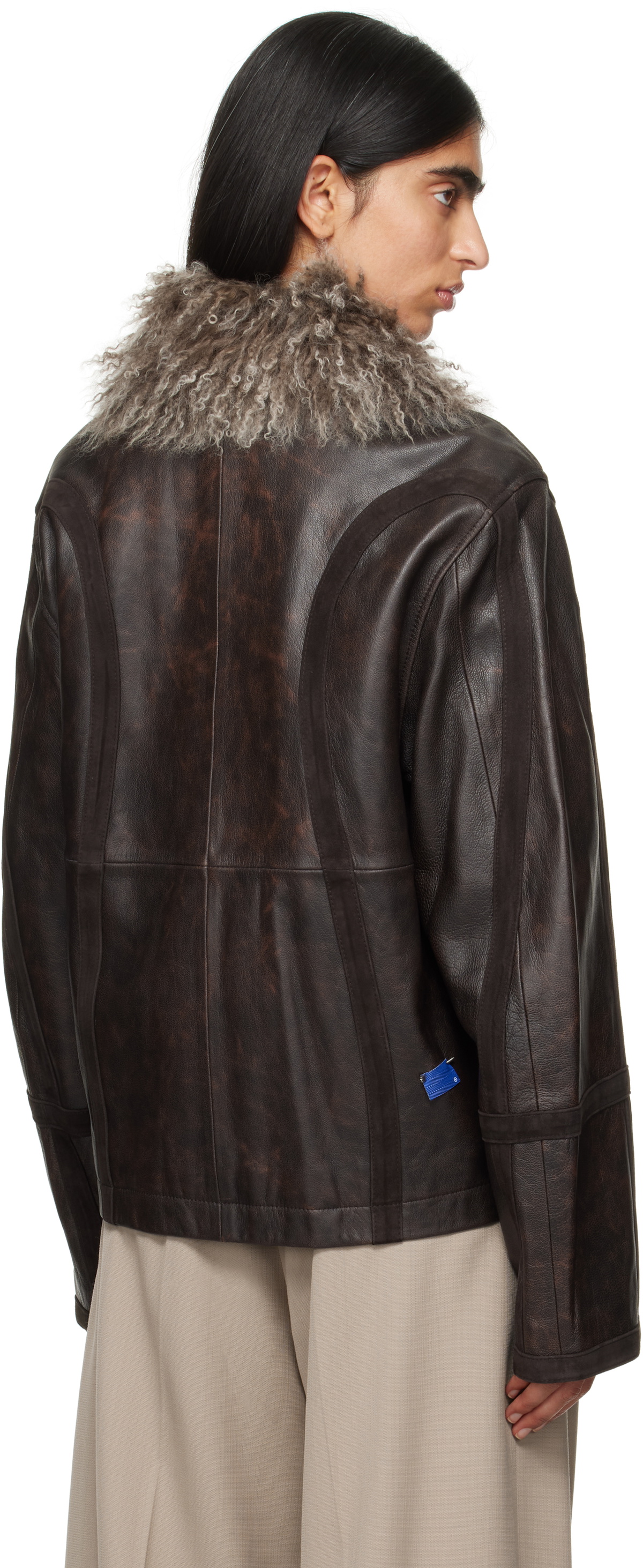 ADER error Brown Detailed Leather Jacket ADER error