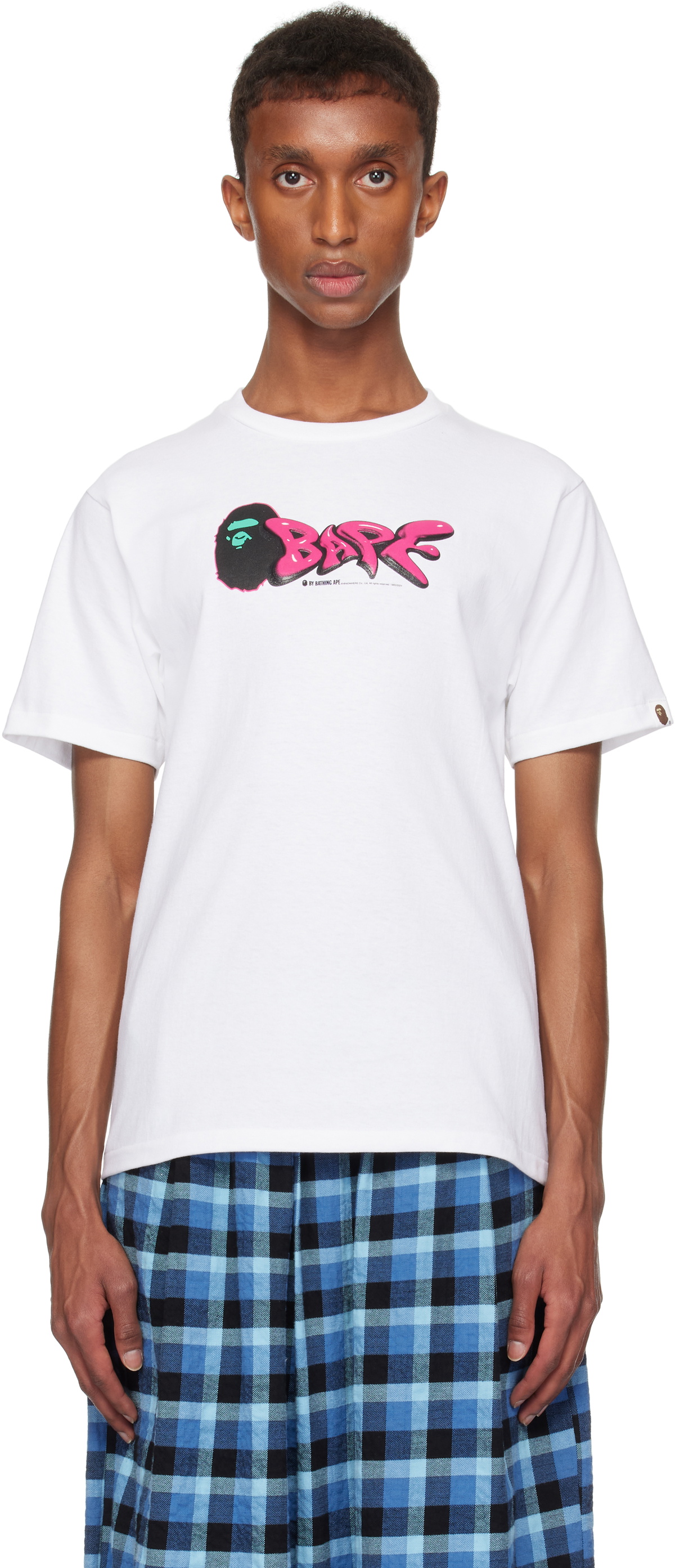 BAPE White 3D Art 'BAPE' Logo T-shirt A Bathing Ape