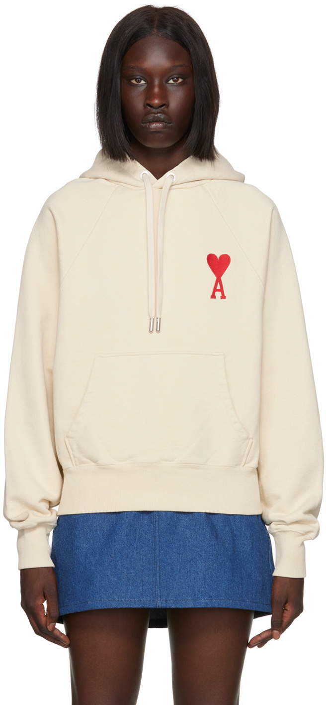 AMI Paris SSENSE Exclusive Beige Ami de Cœur Hoodie AMI