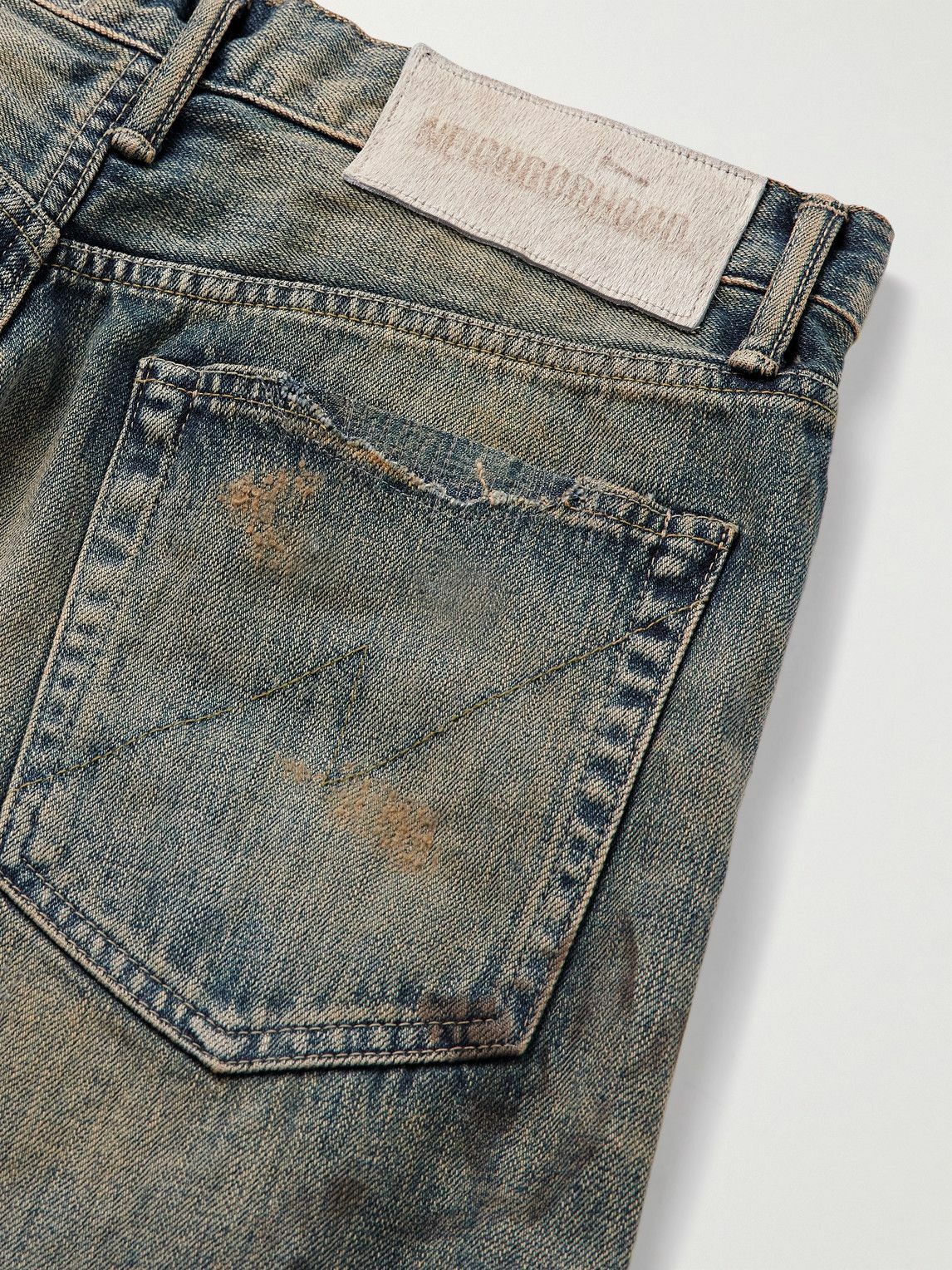 Neighborhood - Savage Slim-Fit Straight-Leg Distressed Selvedge Jeans ...