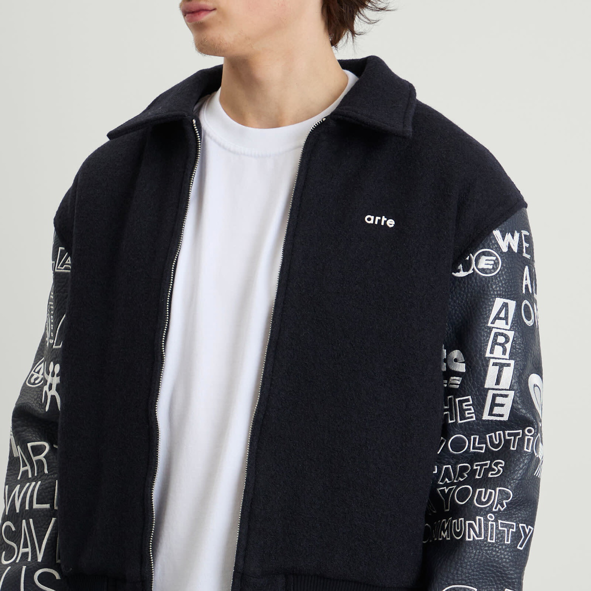 Arte Men's Art Saves College Jacket in Navy Arte Antwerp
