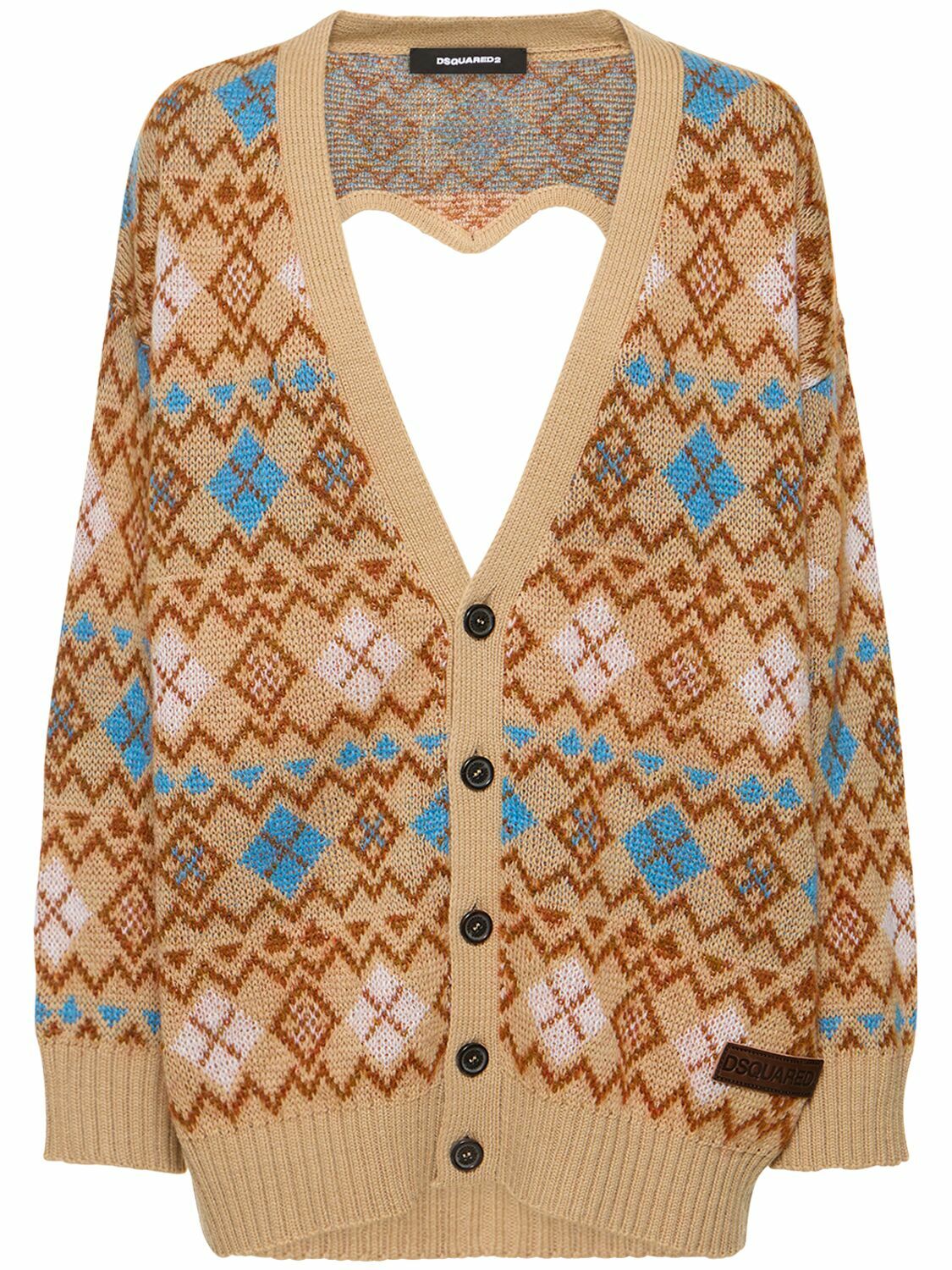 DSQUARED2 - Heart Cutout Wool Knit Cardigan Dsquared2
