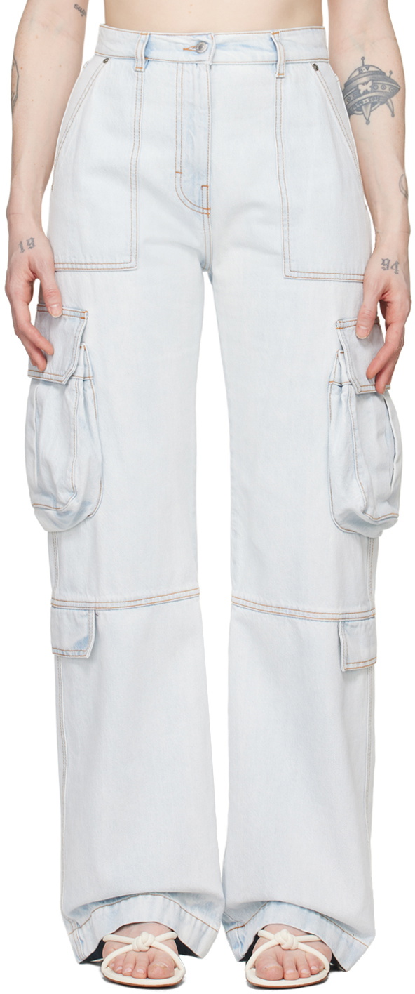 MSGM Blue Oversized Denim Cargo Pants MSGM