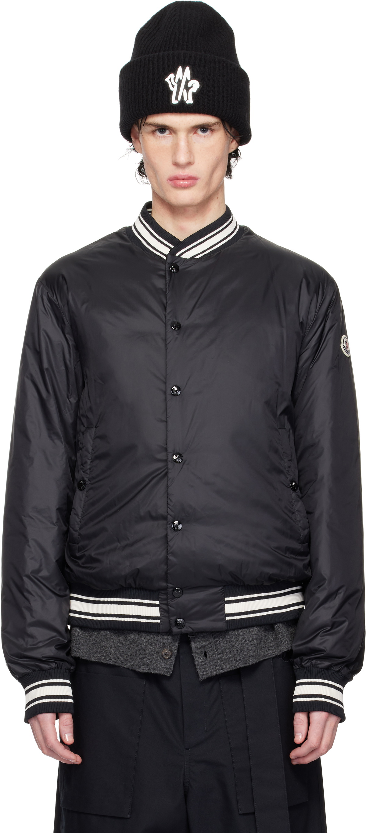 Moncler Black Bouchet Reversible Down Bomber Jacket Moncler