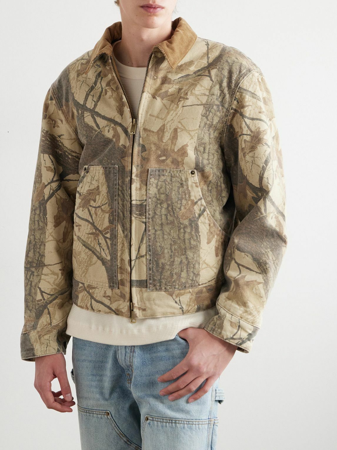 Cherry Los Angeles - Mossy Oak Corduroy-Trimmed Printed Cotton-Canvas ...