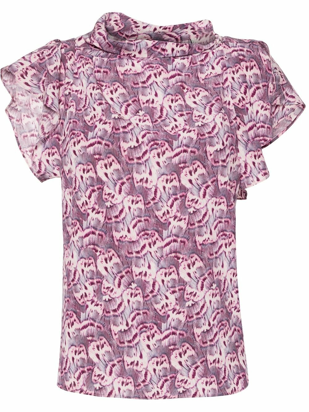 ISABEL MARANT Pink Valency Feather-Print Silk Blouse Isabel Marant