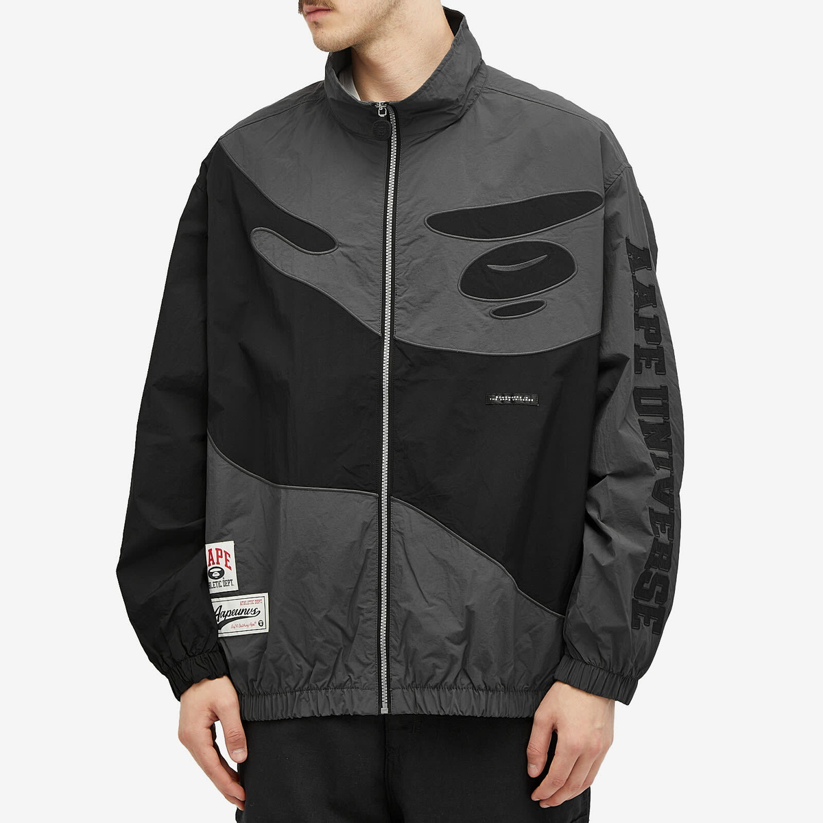 Men's AAPE Big Aape Head Nylon Jacket in Black/Grey AAPE by A Bathing Ape