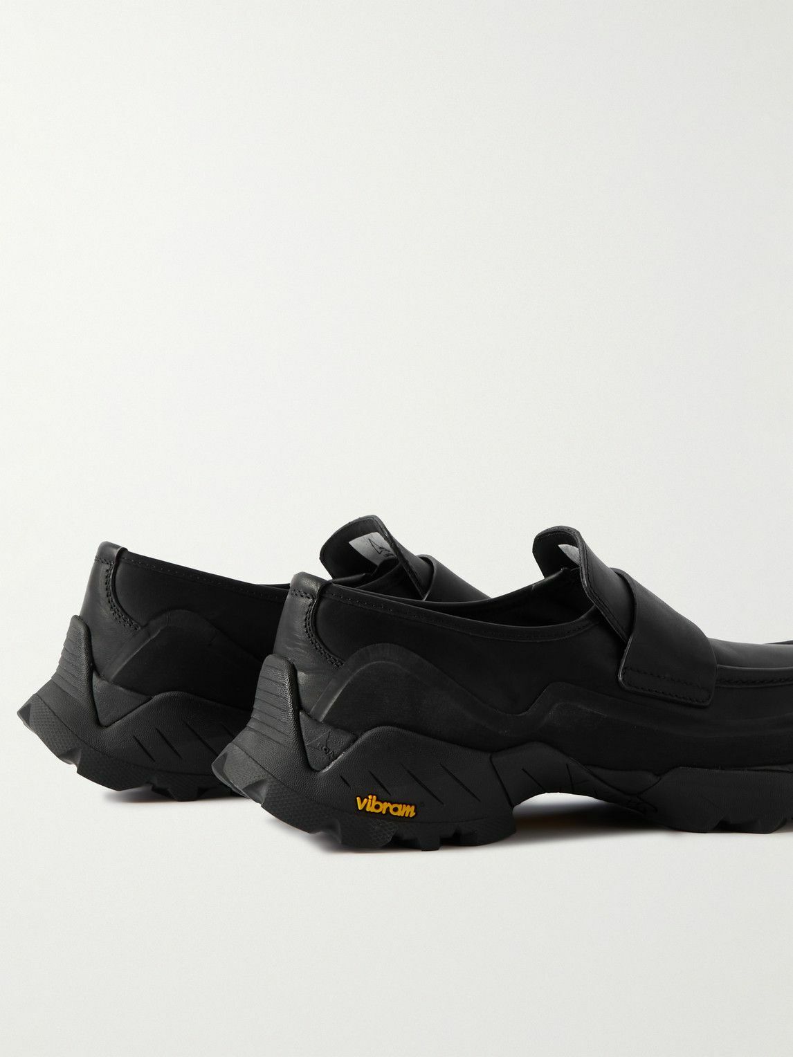 ROA - Rubber-Trimmed Leather Loafers - Black ROA