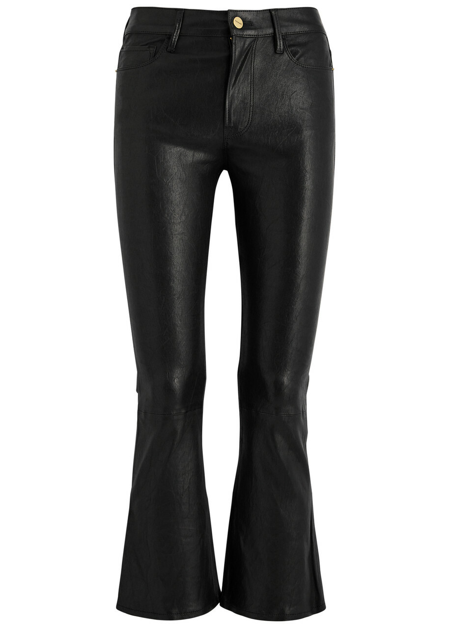 Frame Le Crop Mini Boot Leather Jeans Black Frame Denim