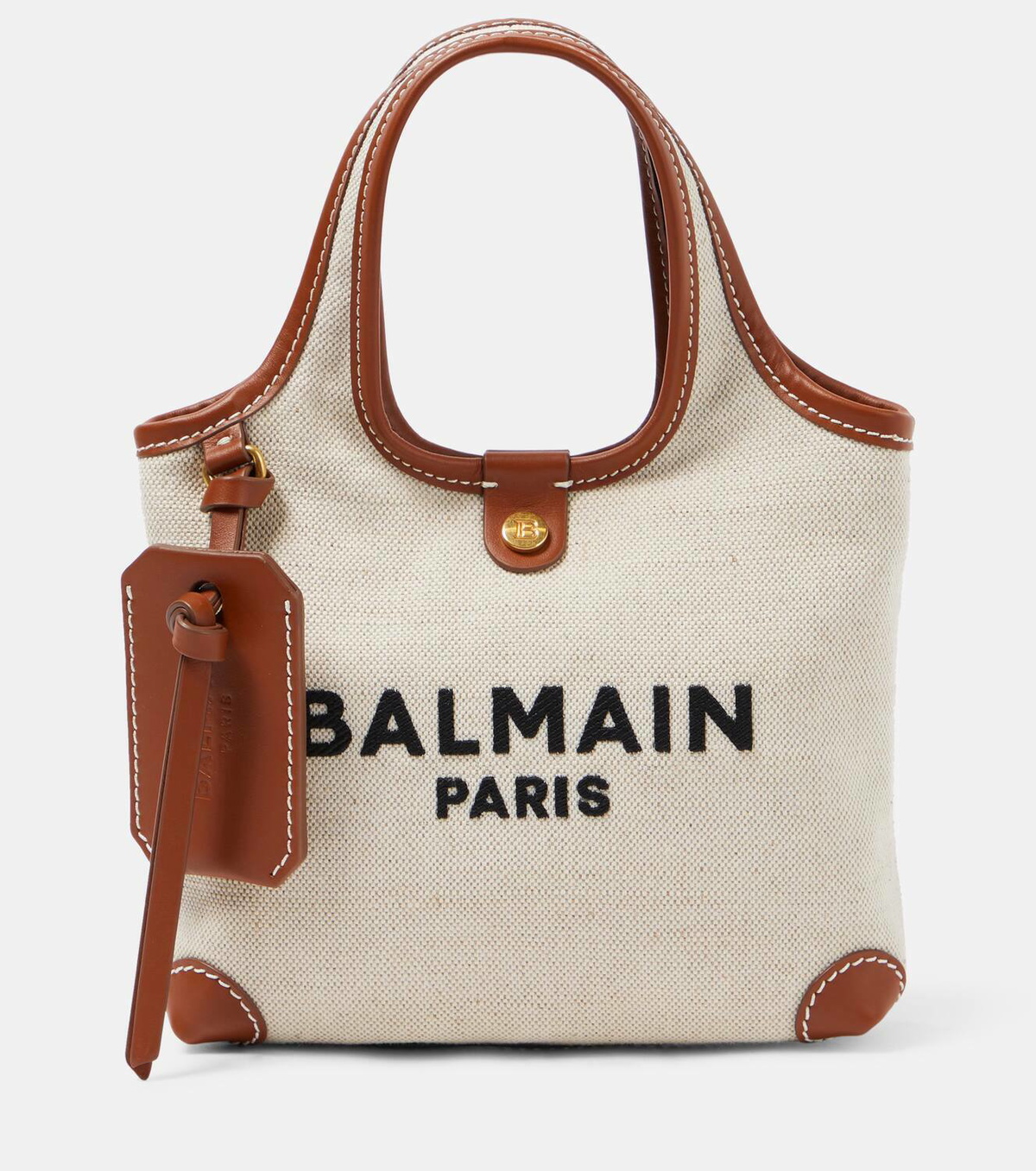 Balmain Small leather-trimmed canvas tote bag Balmain