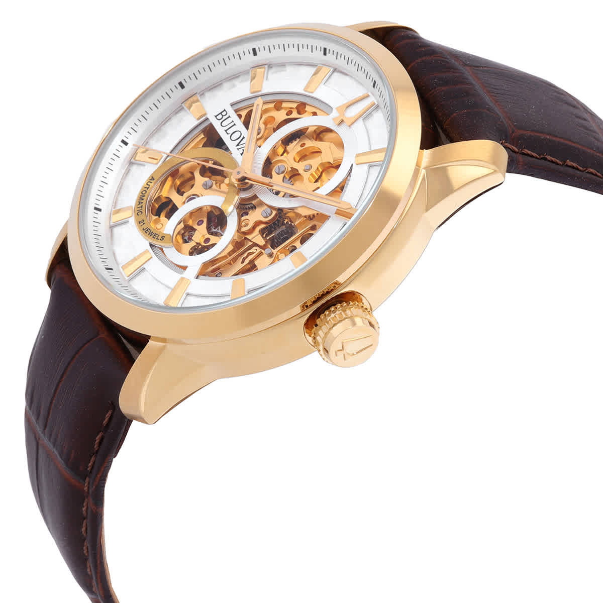 Bulova Classic Sutton Automatic White Dial Mens Watch 97A138 Bulova