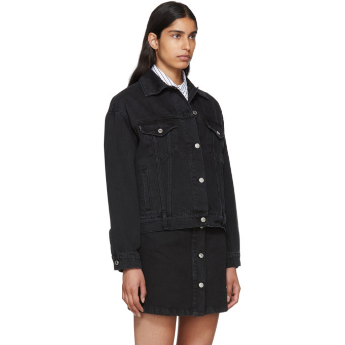 MSGM Black Washed Denim Jacket MSGM