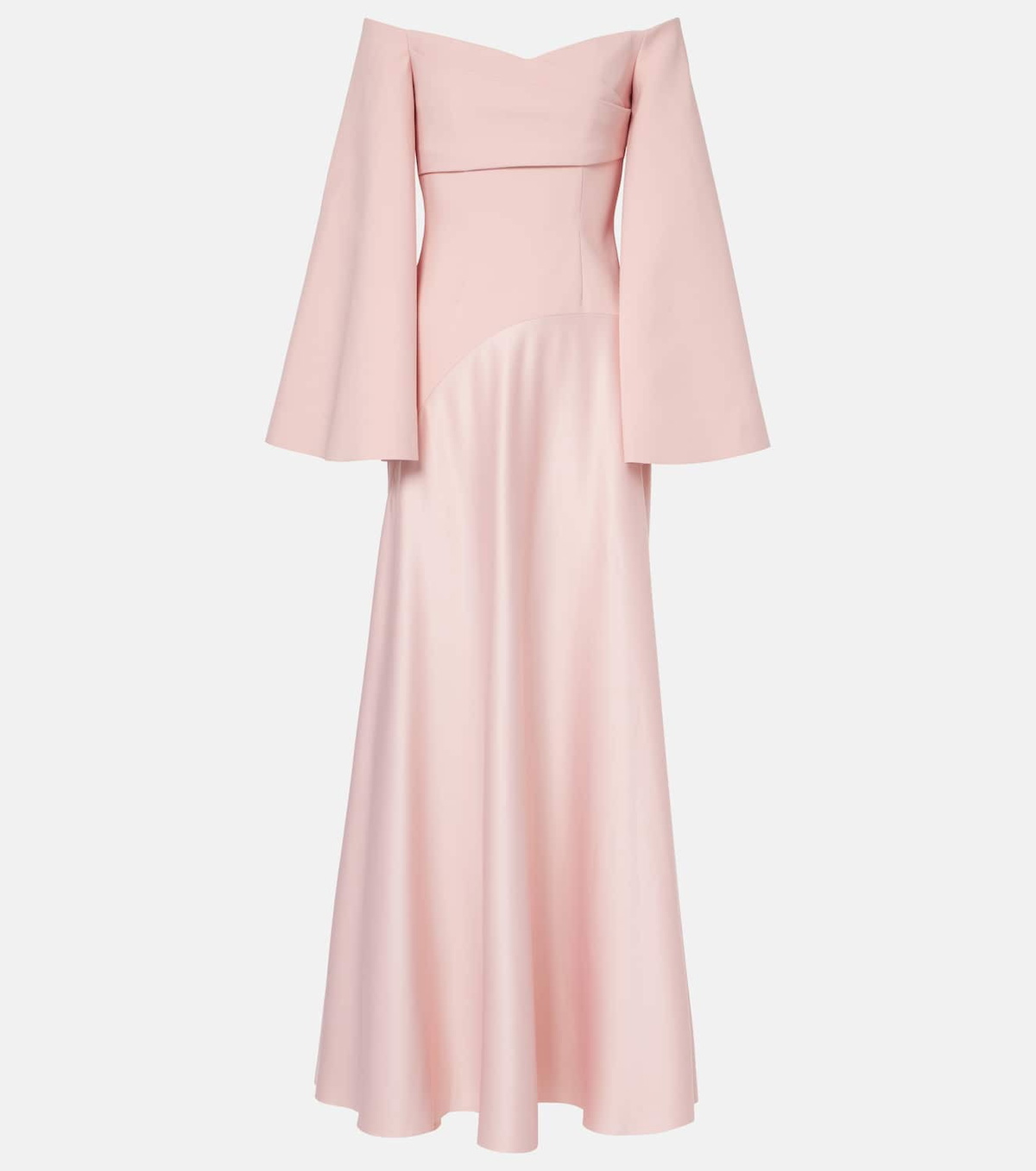 Solace London Rina off-shoulder crêpe and satin gown Solace London