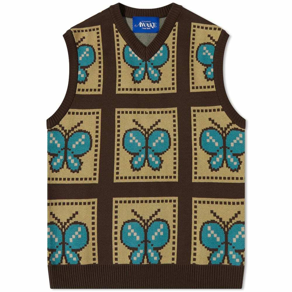 Awake NY Butterfly Sweater Vest in Brown/Yellow Awake NY