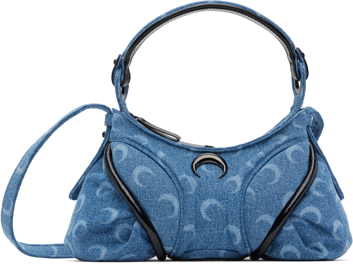 Marine Serre Blue Moon Laser Futura Mini Denim Bag Marine Serre