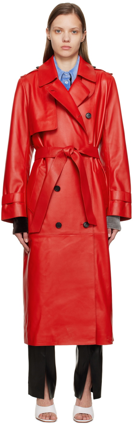 Mackage Red Gael Leather Tench Coat Mackage