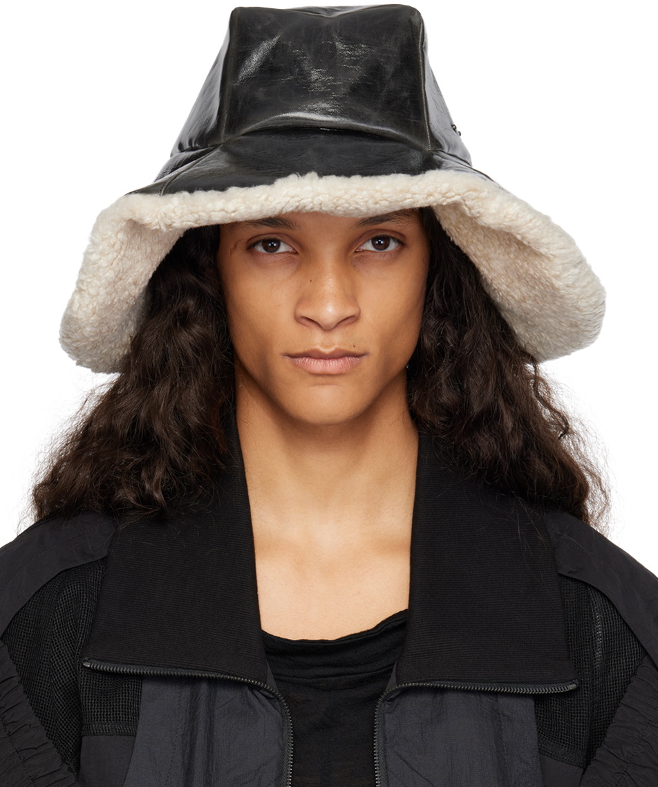 CARNET-ARCHIVE Black Mass Faux-Leather Bucket Hat CARNET-ARCHIVE