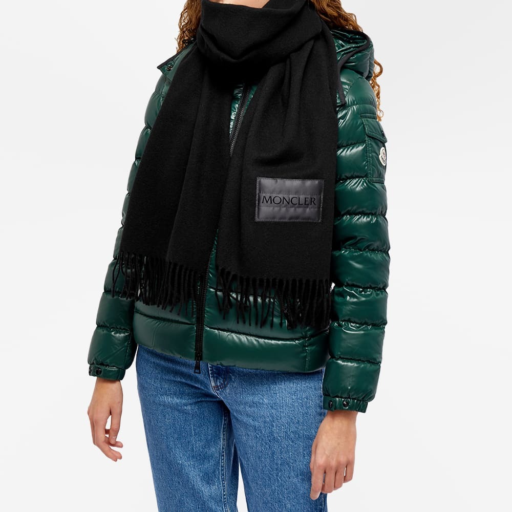Moncler Women's Tonal Logo Scarf in Black Moncler