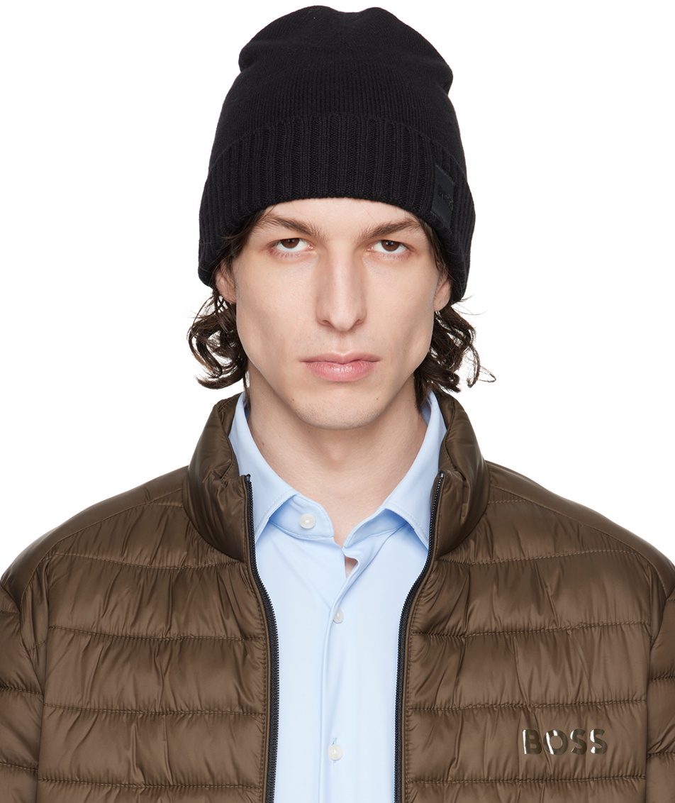 BOSS Black Ribbed Beanie BOSS