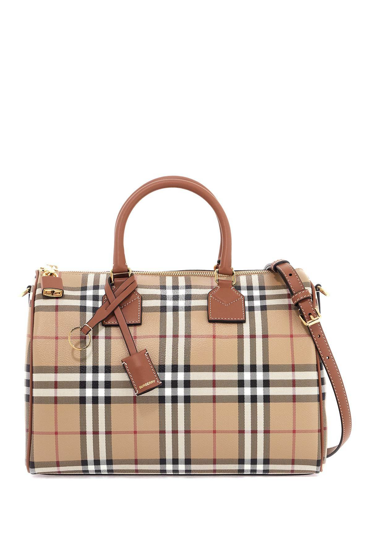 BURBERRY 'check media bowling bag' Beige Burberry